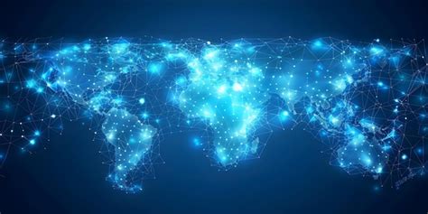 A Mesmerizing World Map Illuminated By Interconnected Blue Lines Representing Technological