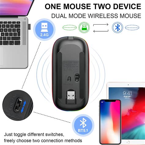 Wireless Mouse G Bluetooth Mouse Rechargeable Silent Mouse USB Type C Receiver Dual Mode