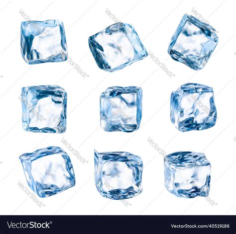 Isolated Ice Cubes Realistic Crystal Blocks Vector Image