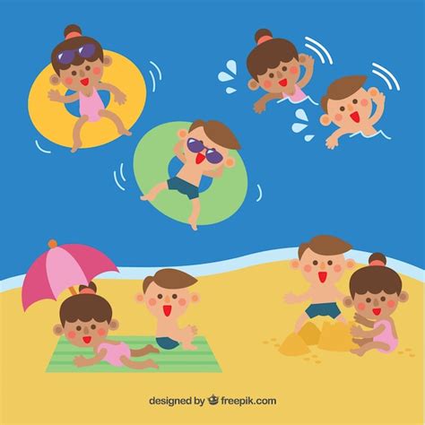 Gente Disfrutando De Actividades De Ocio Al Aire Libre Vector Premium