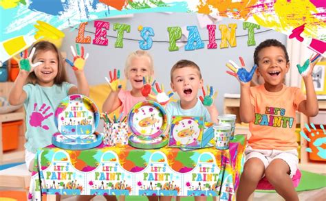 Paint Party Supplies 142 Pcs Art Paint Party Tableware Set