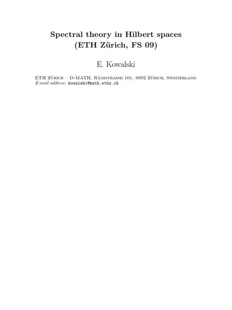 Spectral Theory Pdf Pdf Hilbert Space Spectral Theory