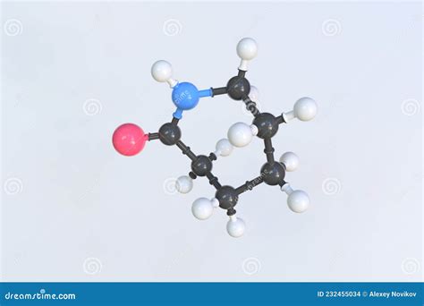 Caprolactam Molecule Isolated Molecular Model 3d Rendering Stock