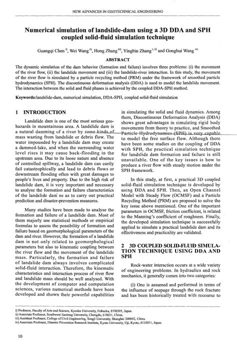 pdf numerical simulation of landslide dam using a 3d dda and sph