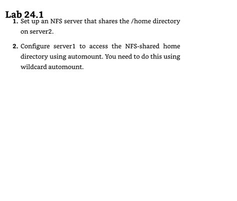 Solved Lab Set Up An NFS Server That Shares The Chegg