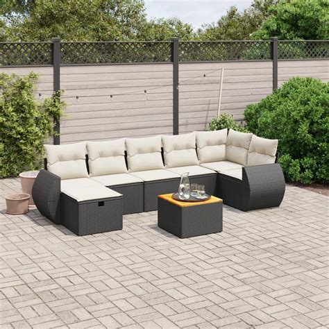 Vidaxl Gartenlounge Set 8 Tlg Garten Sofagarnitur Mit Kissen Schwarz