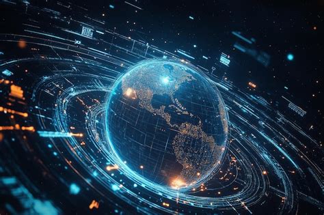 Futuristic Digital World Map With Global Network Connections And Cyber Technology Visualization