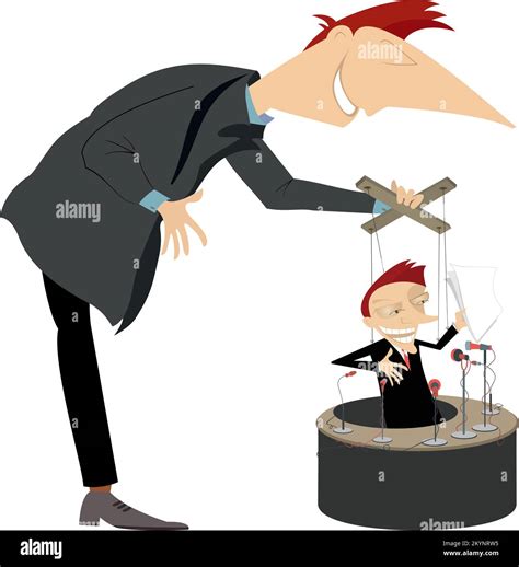 Master Puppet Man Speaker And News Master Controls The Speaker Man Making A Report Like