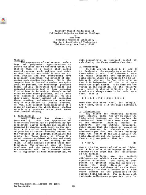 Smoothly Shaded Renderings Of Polyhedral Objects On Raster Displays