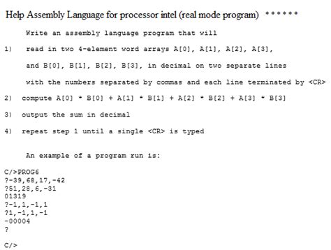 Help Assembly Language For Processor Intel Real Mode