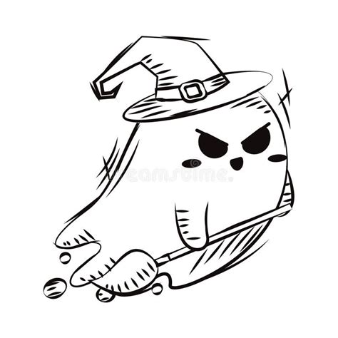 Isolated Sketch Of A Ghost With A Witch Costume Vector Stock Vector Illustration Of Face