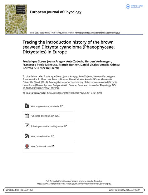 Pdf Tracing The Introduction History Of The Brown Seaweed Dictyota