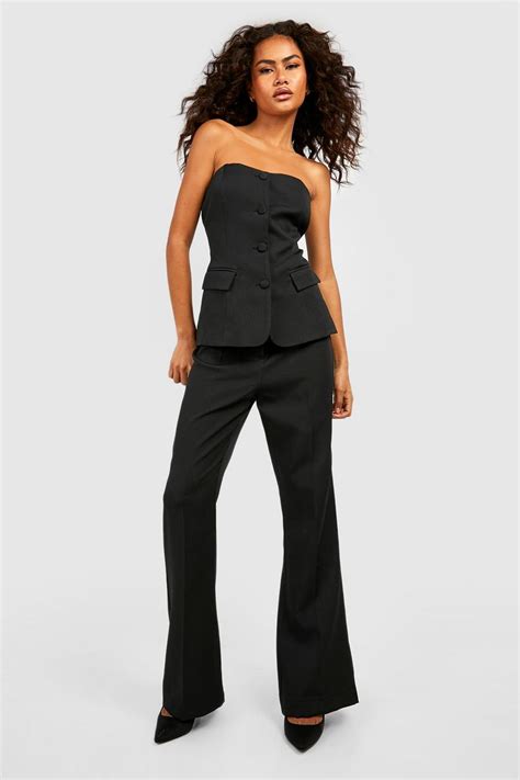 Fit And Flare Tailored Trousers Boohoo