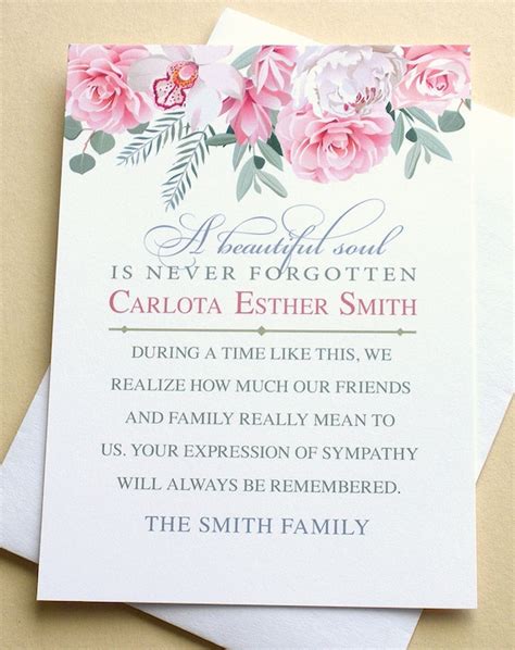 Funeral Thank You Cards With A Pretty Bunch Of Flowers