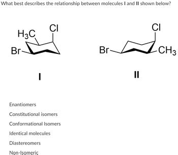 Answered: What best describes the relationship between molecules I and II shown below? CI CI H3C ...
