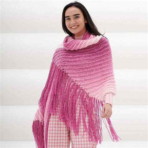 Ravelry Dramatic Fringe Wrap Crochet Pattern By Yarnspirations