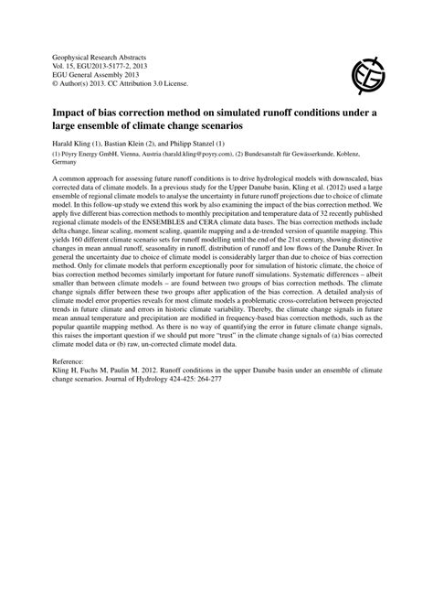 Pdf Impact Of Bias Correction Method On Simulated Runoff Conditions Under A Large Ensemble Of