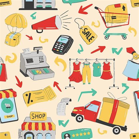 Premium Vector Seamless Shopping Pattern