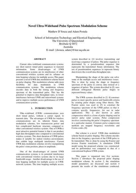 Pdf Novel Ultra Wideband Pulse Spectrum Modulation Scheme