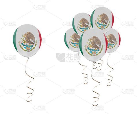 以白色固体为背景的气球上的墨西哥国旗