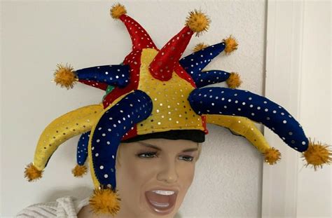 Multi Sequin Jester Plush Dangle Costume Hat One Si… Gem