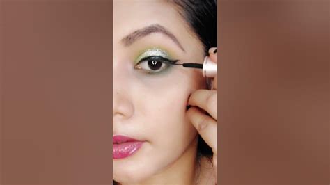 Easy Green Glitter Eyes Makeup Tutorial 👌 Shorts Trendingshorts