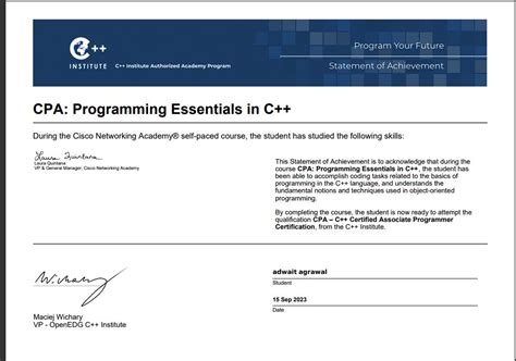 Adwait Agrawal On Linkedin Cplusplus Certification Programming