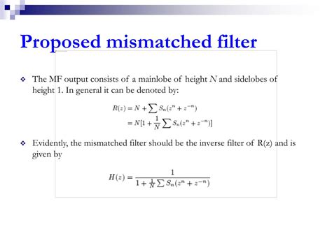 Ppt Multiplicative Mismatched Filters For Barker Codes Powerpoint
