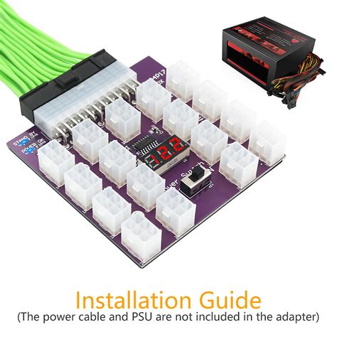 Psu Gpu Mining Power Supply Breakout Board Atx 24pins To 17x 6pins Adapter 12v Fruugo Uk