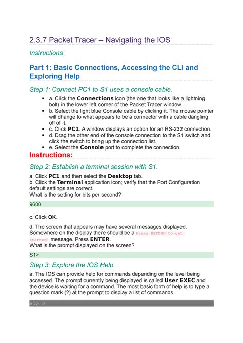 Pt 2 Packet Tracer 23 Packet Tracer Navigating The Ios