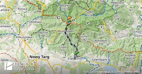 Trasa Łopuszna Turbacz mapa turystyczna pl