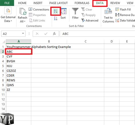 How To Alphabetize In Excel Sort Data Alphabetically Youprogrammer