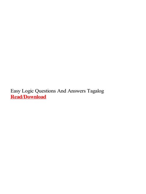 Easy Logic Questions And Answers Tagalog Read Download Pdf Question Cognition