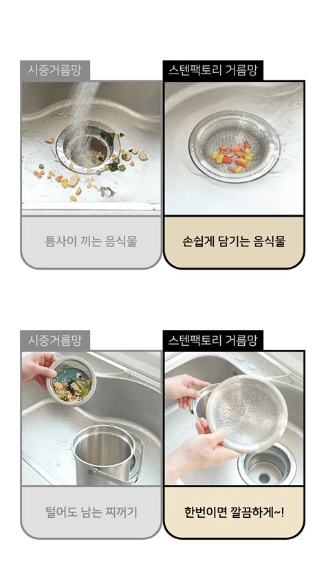 주방 음식물거름망 씽크대덮개 배수구망 커버 2종세트 한샘몰