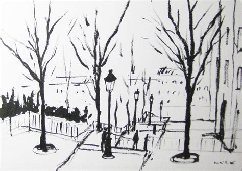 Dessin Les Escaliers De Montmartre Encre De Chine