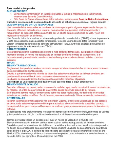 Base De Datos Temporales Pdf Bases De Datos Ciencias De La