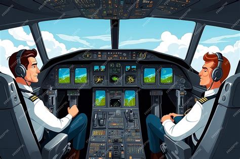 Premium Photo Airplane Cockpit Pilots Sitting Front Of Dashboard