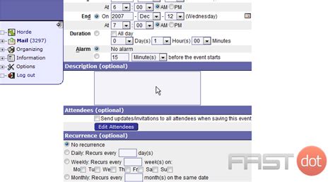 Create Calendar Entries In Horde