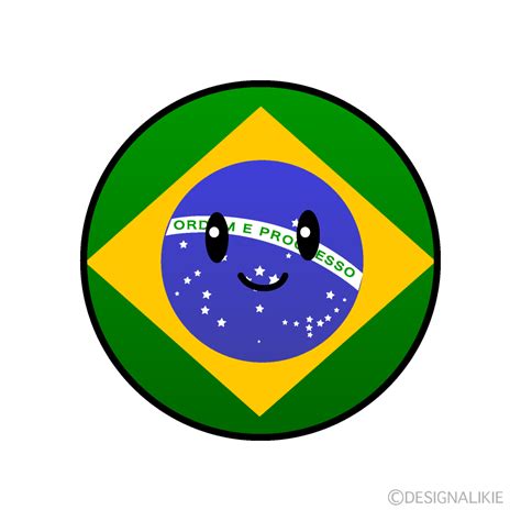 かわいいブラジル国旗（丸型）のイラスト素材｜無料ダウンロード Illustcute