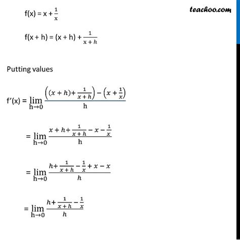Example Find Derivative From First Principle I F X X