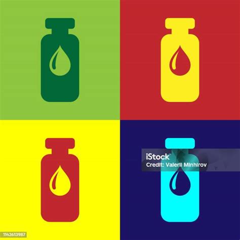 Kleur Medische Flacon Ampul Fles Icoon Geïsoleerd Op Kleur