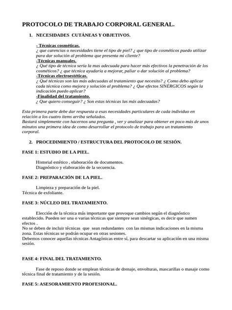 Protocolos Tratamientos Esteticos Integrales Pdf Masaje Obesidad