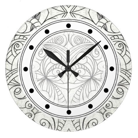 Wall Clock Drawing Floral Abstract Zazzle