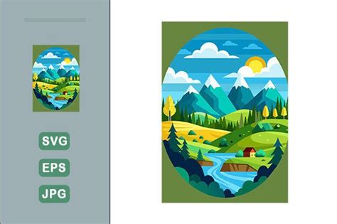 Cricle Vector Landscape Background Graphic By Wanda Design · Creative Fabrica