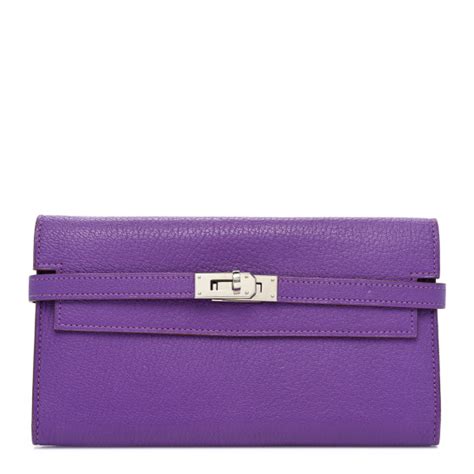 Hermes Chevre Mysore Kelly Longue Wallet Violet 1351040 Fashionphile