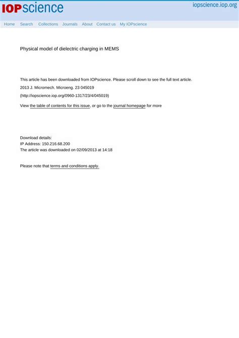 Pdf Physical Model Of Dielectric Charging In Mems Dokumen Tips