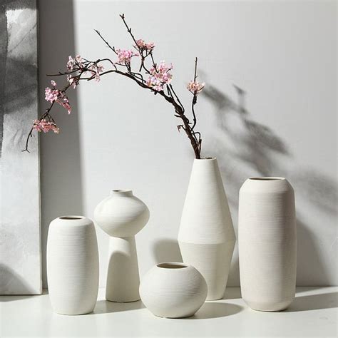 White Bisque Minimalist Ceramic Vase Modern Handmade Ceramics