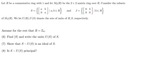 solved let r ﻿be a commutative ring with 1 ﻿and let m2 r