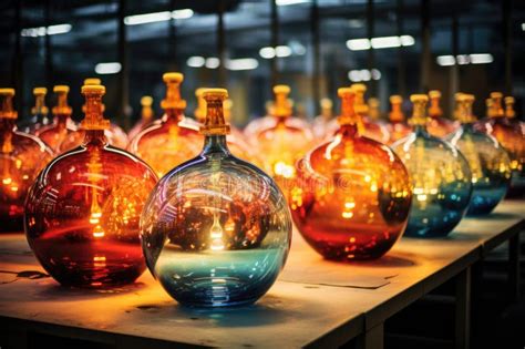 There Are Many Manufactured Empty Colored Glass Jugs In Stock Stock