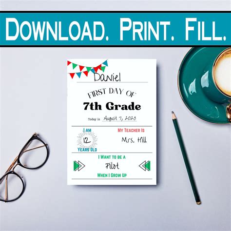 First Day Of School Signs Printable 6th Grade 7th Grade 8th Grade Personalized First Day Of